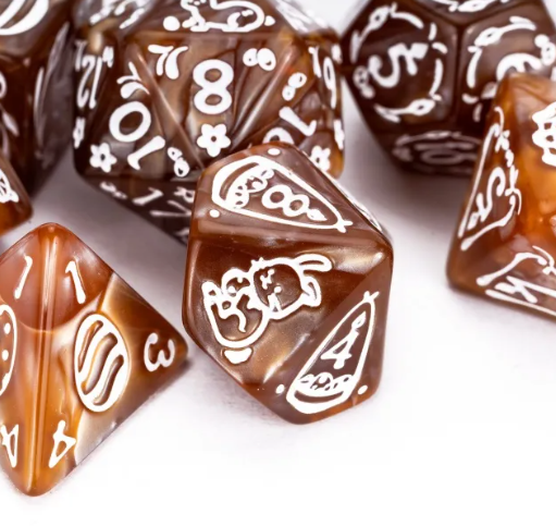 Cocoa Burrow: 7-Dice Bunny RPG Set (Chocolate Swirl)