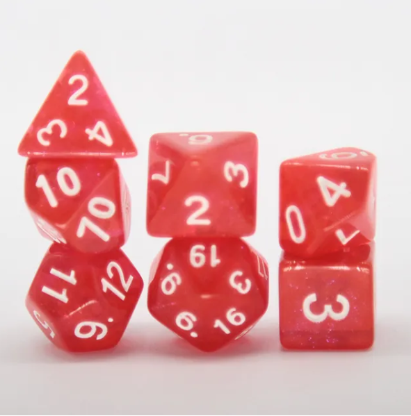 Radiant Ruby Red Polyhedral Dice Set | 7-Dice Red Set with Subtle Glit
