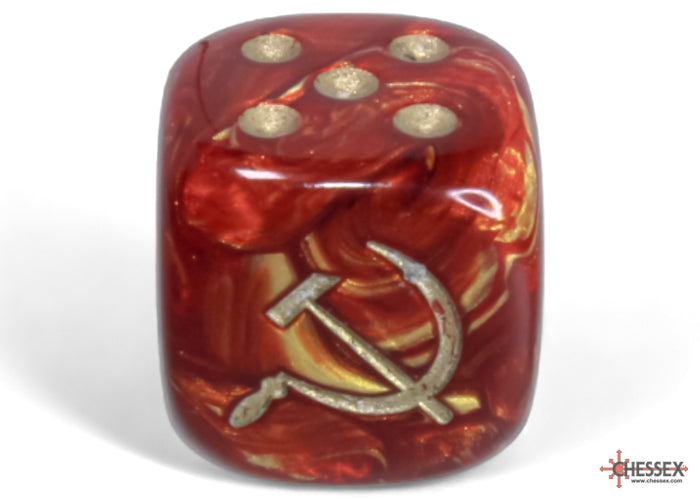 WW2 dice Soviet Scarab Scarlet/gold 16mm d6 Dice Block (12 dice)