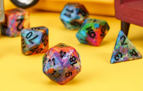 Multi-Colored Green and Gold DnD Dice | Marbled Dice
