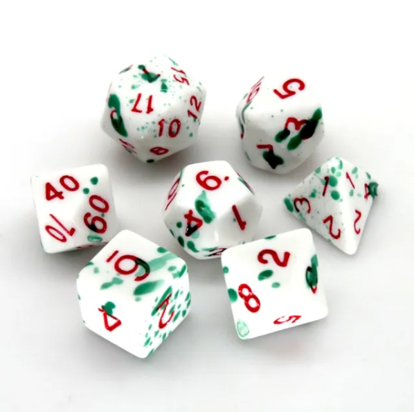 Verdant Flame: 7-Dice Acrylic DnD Set - Heat Reactive Color Change Dic