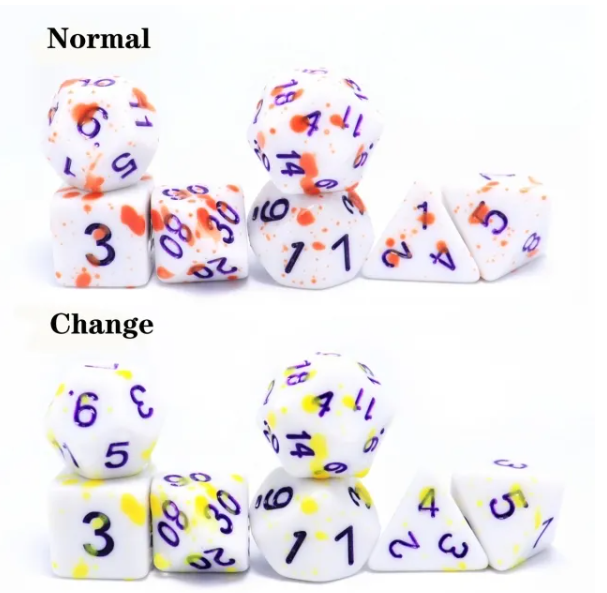 Solar Eclipse: 7-Dice Acrylic DnD Set - Heat Reactive Color Change Dic