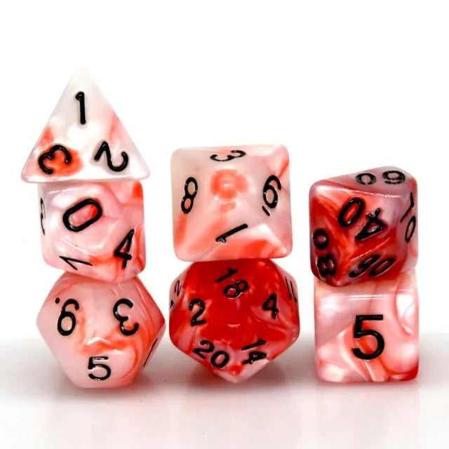 Multi-Colored Green and Gold DnD Dice | Marbled Dice