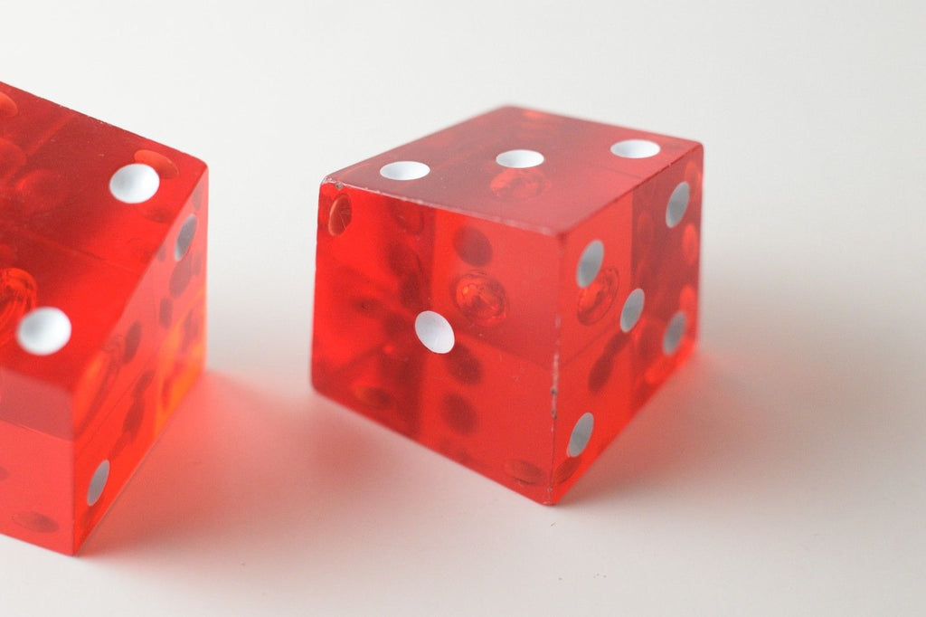 New Set of 2 Large Crooked Red Dice Whacky Crazy Trippy Gag Novelty Fu