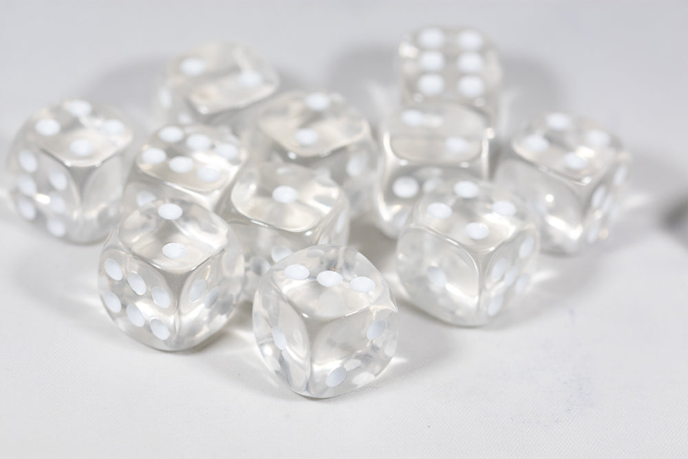 Translucent 16mm Pipped d6 Dice Red/Orange/Yellow/Green/Blue/Purple/Cl