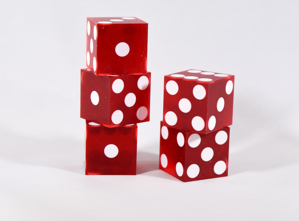 Red Casino Dice d6 19mm Razor Edge No Serial Numbers or Names Clean (1