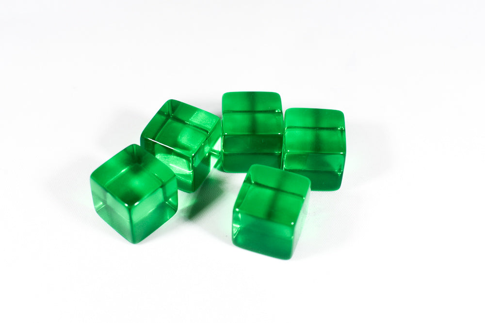 Blank Translucent Green Dice / Counting Cubes 16mm D6 Square RPG Gamin