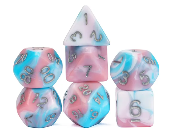 Multi-Colored Green and Gold DnD Dice | Marbled Dice